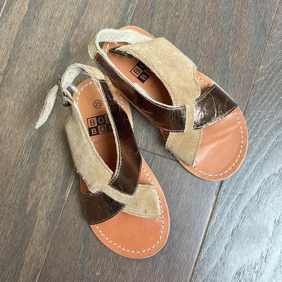 bon bon | Shoes | Bon Bon Metallic Gold Girls Suede Sandals | Poshmark